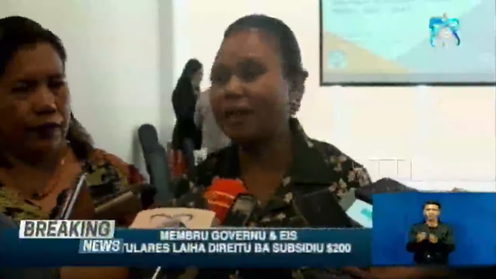 Membru Governu No EisTitulares Laiha Direitu Ba Subsidiu $200 | 20-10 ...